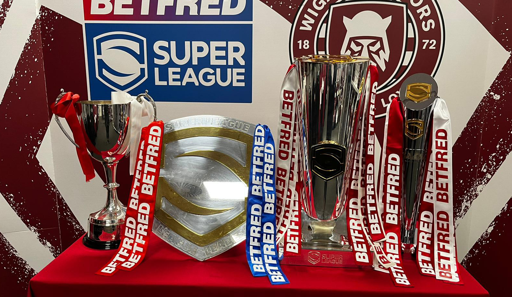 Trophies at Robin Park on Tuesday - Wigan Warriors